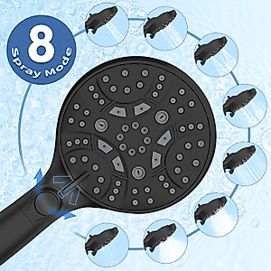 JONKEAN Handheld Water Softener Shower Head with Filter for Hard Water, Detachable Powerful Hand Held Shower Heads High Pressure, Pause Filtering Shower Head to Remove Chlorine and Fluoride (Black)