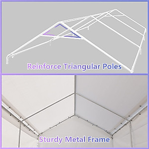 LVUYOYO Carport, 10x20 ft Heavy Duty Carport Car Canopy, Portable Garage Party Tent, Garage Shelter Boat Party Tent Shed with Removable Sidewalls and Zipper Doors for Car, Truck, SUV, Party