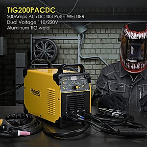 hynade Tig welder TIG200GPACDC 200 Amp AC/DC Tig Welder/Arc/Spot Welder with Pulse AC/DC, Digital Inverter Dual Voltage 110/220V Aluminum Tig Welding Machine