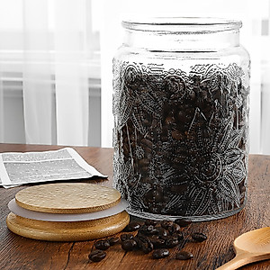 Custde Glass Storage Jars With Airtight Lid, 23.7 FL oz Canister For Kitchen Counter with Bamboo Lid, brown sugar, candy, coffee, cookie, salt, tea, cute Jar (Sunflower*1)
