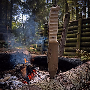 JEO-TEC nº3 Bushcraft Survival Knife | Full Tang Fixed Blade Outdoor Camping Utility Hunting Knife in Nylon Sheath | MOVA Steel | Gift for Him