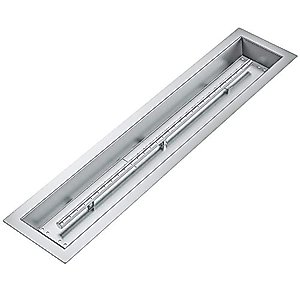 Skyflame Linear Stainless Steel Drop-in Fire Pit Pan and Burner for Indoor/Outdoor, 36 by 6 Inch Burning Area