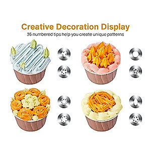 Kootek 42pcs Piping Bags and Tips Set, Cake Decorating Supplies Kits for Baking with 36 Numbered Frosting Icing Tips, 2 Reusable Pastry Bags, Easy Carry Storage Box and Other Baking Tools