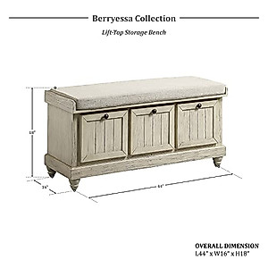 Lexicon Berryessa Lift-Top Storage Bench, Distressed White
