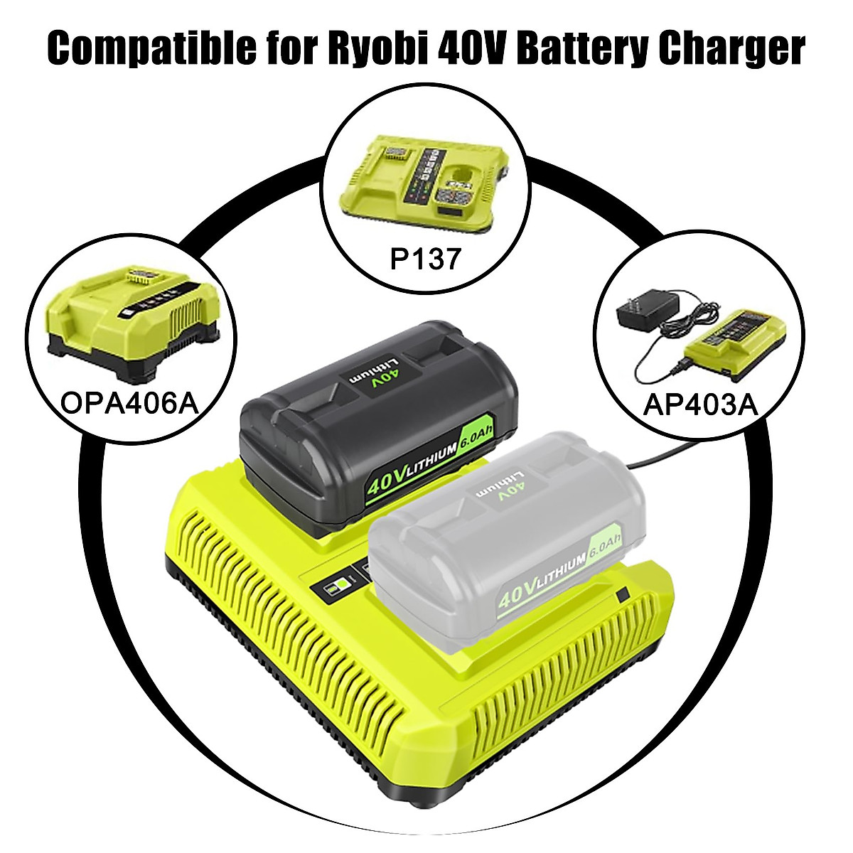 REACELL OP4060A 40V Battery Replacement for Ryobi 40V Battery 6Ah OP4040A OP4026 OP4030A OP4050A OP4060A1, 2 Packs 40V Battery Compatible for RYOBI 40V Tools