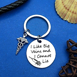Dabihu Phlebotomist Keychain, I Like Big Veins and I Cannot Lie, Funny Nurse Gift for Phlebotomist, Graduation, Christmas, Birthday, Keyring