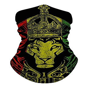 African Flag The Lion of Judah Rasta Rastafari Face Mask Bandana Cooling Neck Gaiter Summer Breathable UV Dust Protection Balaclava Face Cover for Outdoor Sports