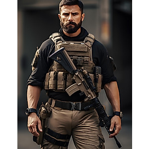 JUKMO Tactical Belt, Military Hiking Rigger 1.5" Nylon Web Work Belt with Heavy Duty Quick Release Buckle (Black, Medium)