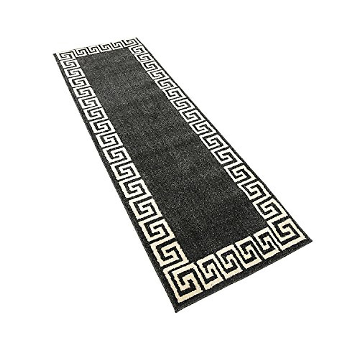 Unique Loom Athens Collection Classic Geometric Modern Border Design Area Rug, 2 ft x 6 ft, Charcoal/Beige