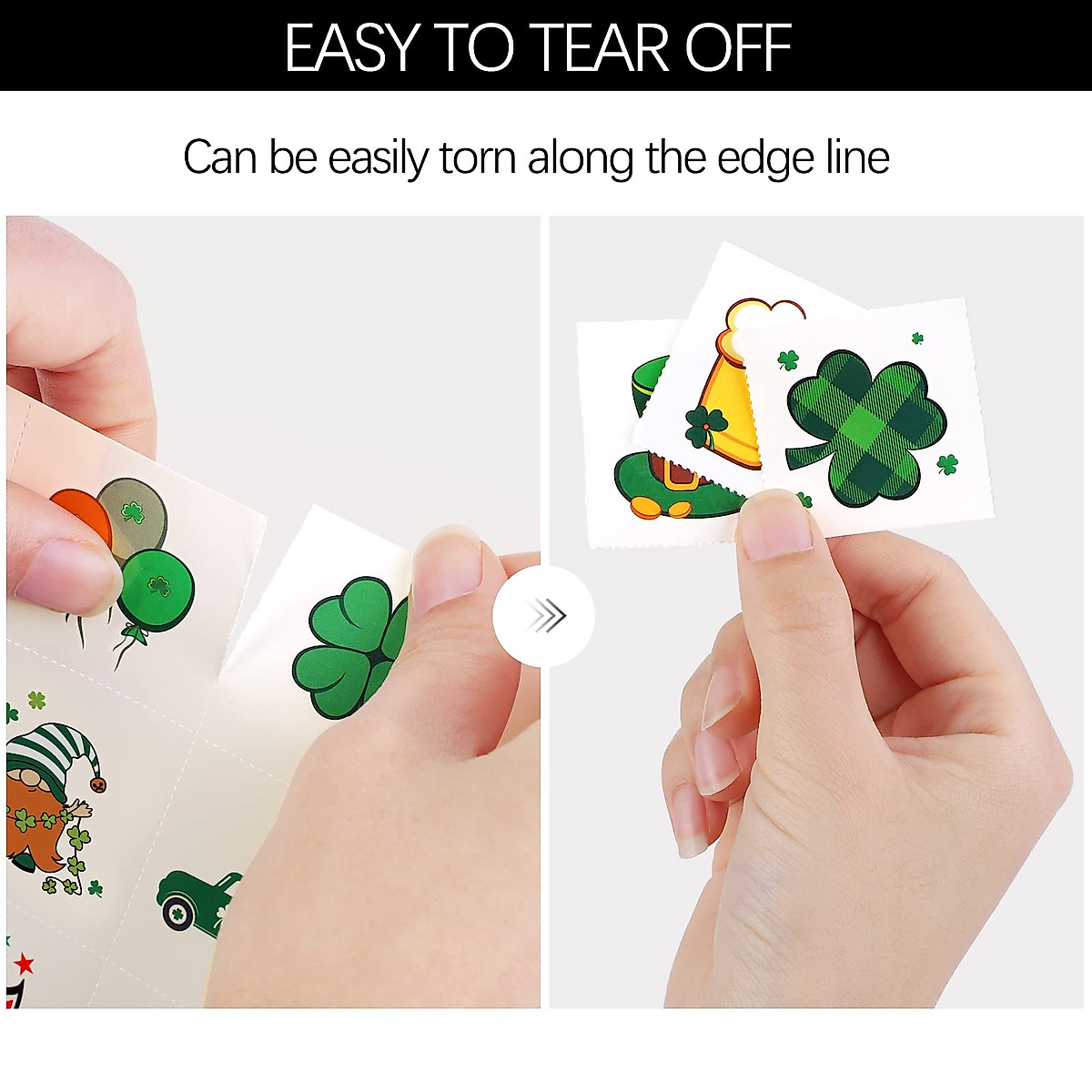 ADXCO 144 Pieces St. Patrick's Day Tattoos in 6 Sheets Shamrock Temporary Tattoos Stickers Irish Flag Clover Truck Beer Temporary Stickers for St. Patrick's Day Decorations Party Favors Accessories