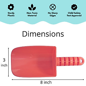 4E's Novelty 4 Pack Beach Shovels 8 Inch, Heavy Duty Plastic Sand Shovel for Kids, - Great for Planting Gardening Shovels for Toddlers, Outdoor Digging Sandbox Toys