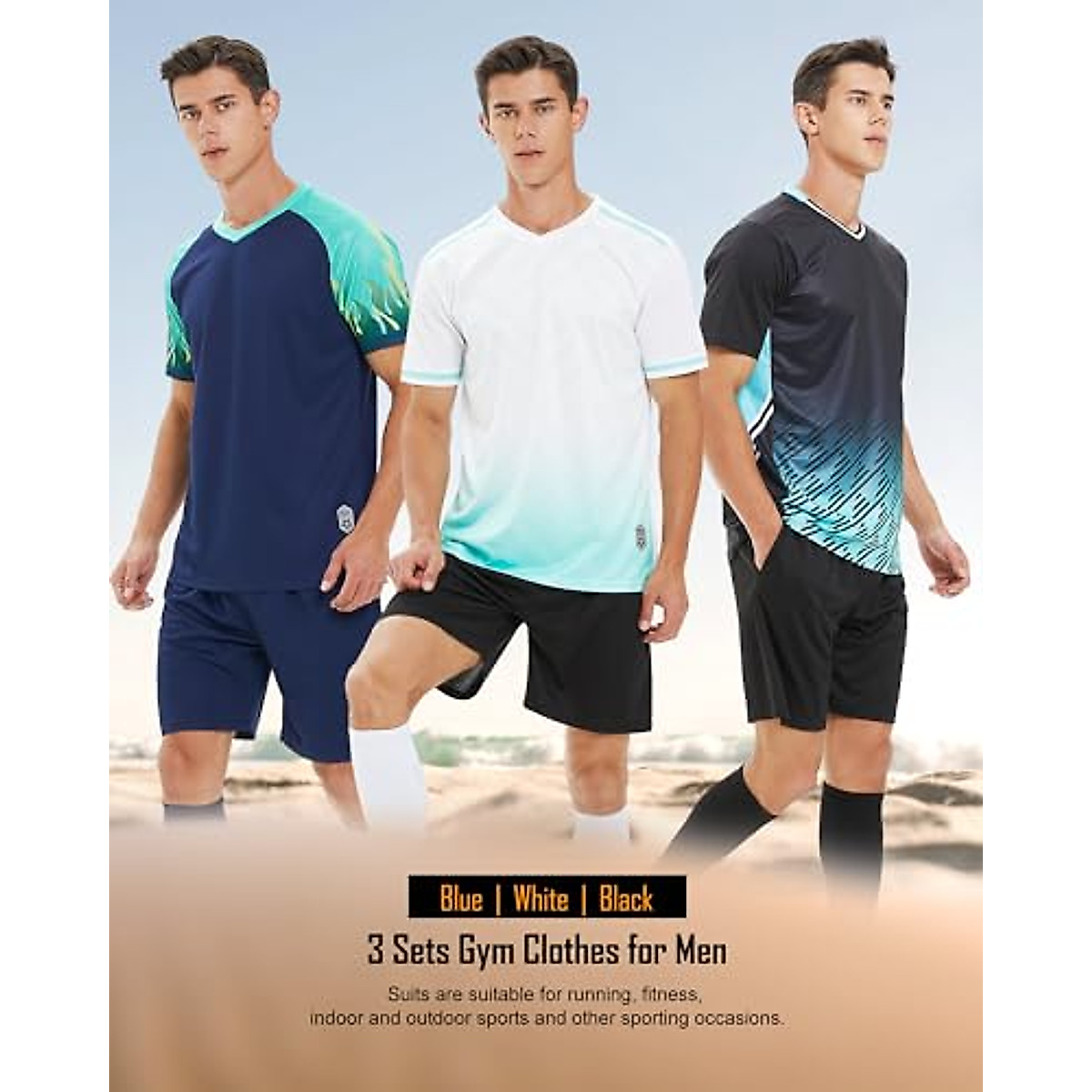 6 Pack Gym Shirts for Men Workout Set Athletic Clothes Outfits Gym Active Athletic Basketball Running Shirts Shorts