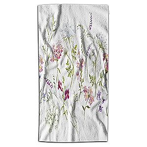 WONDERTIFY Floral Hand Towel Watercolor Delicate Flower Wildflowers Pink Tansy Pansies White Flowers Hand Towels for Bathroom, Hand & Face Washcloths 15X30 Inches