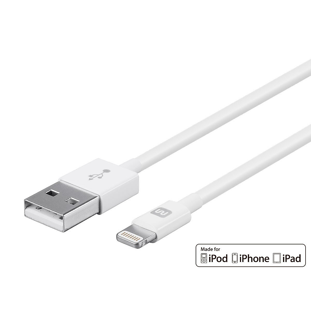 Monoprice Lightning to USB Type-A Charging Cable - Apple MFi Certified, 6 Inches, White - Essential Series