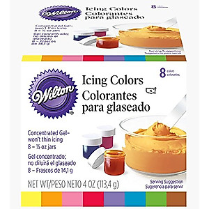 Wilton 8-Count Icing Colors for Cakes & Cupcakes, Gel-Based Colors for Frosting - Note that Packaging May Vary