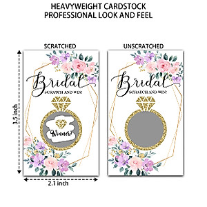 Bridal Shower Scratch Off Game Cards, Boho Floral Bridal Lottery Tickets, Gold Foil Wedding Shower Games Ideas, Bachelorette Party Activities & Decorations (50 Pack)-03