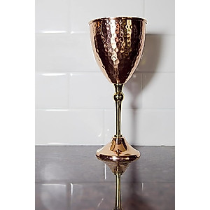100% Pure Hammered Copper Wine Glass - 14 Oz Glass For Red Wine, White Wine, Champagne Prosecco, Mimosas Or Sangria Or Your Favorite Drink - Perfect For Everyday Use And Special Occasions