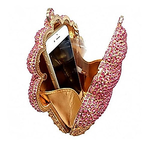 DJBM Women Ice Cream Rhinestone Crystal Purse Diamond Evening Bags for Party Wedding Cocktail Prom Shoulder Bag with Chain