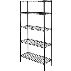 5-Shelf Adjustable, Heavy Duty Storage Shelving Unit (350 lbs Loading Capacity per Shelf), Steel Organizer Wire Rack, Black (36Lx14Wx72H), (SL-SUAM-116)
