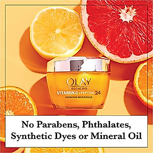 Olay Regenerist Vitamin C + Peptide 24 Brightening Face Moisturizer for Brighter Skin, Lightweight anti-aging cream for dark spots, Includes Olay Whip Travel size for dry