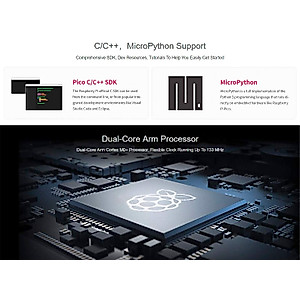 Adeept Raspberry Pi Pico with Pre-Soldered Header and USB Cable, Microcontroller Mini Development Board, Based on Raspberry Pi RP2040 Chip, Dual-Core ARM Cortex M0+ Processor