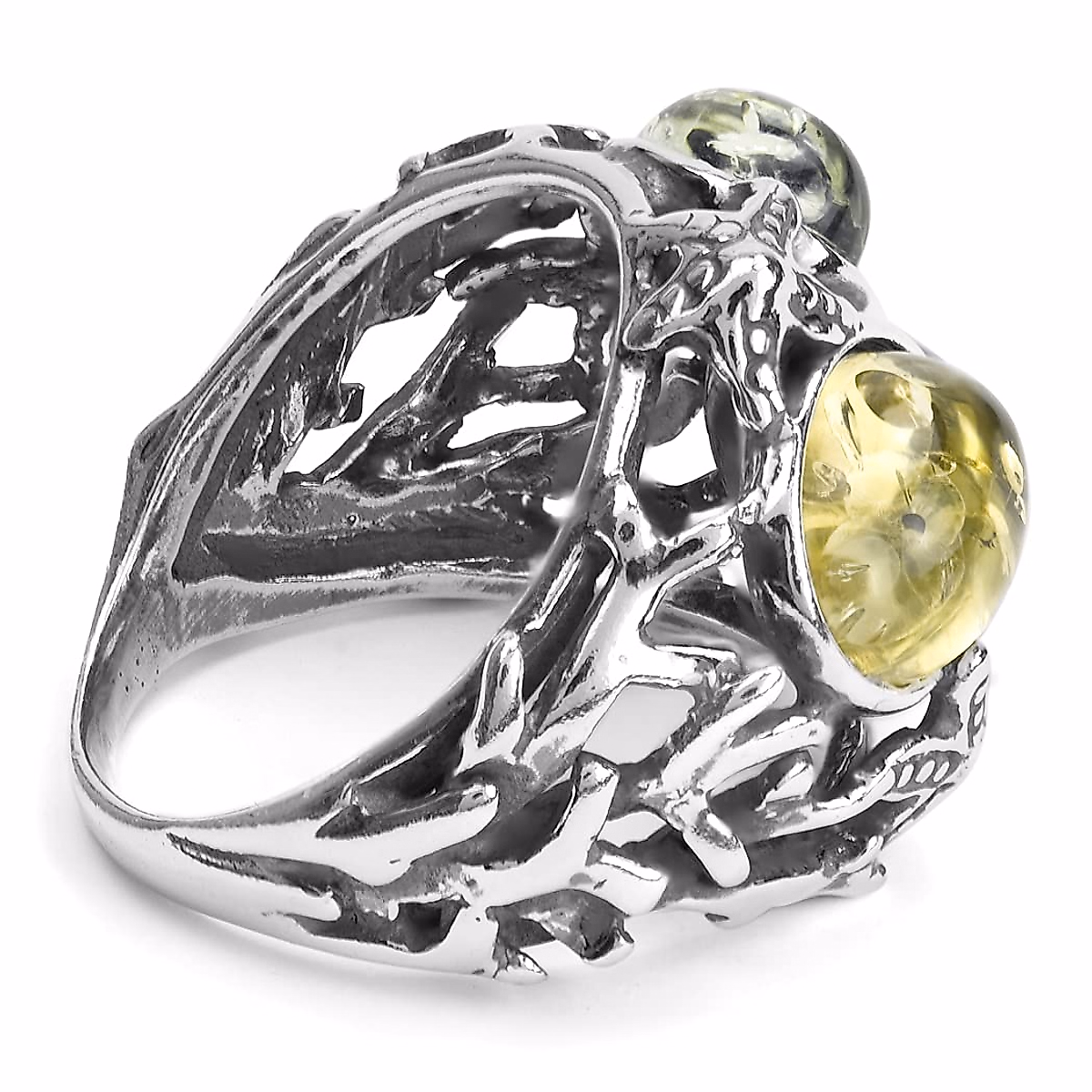 Ian and Valeri Co. Multicolor Amber Sterling Silver Designer Sea Ring