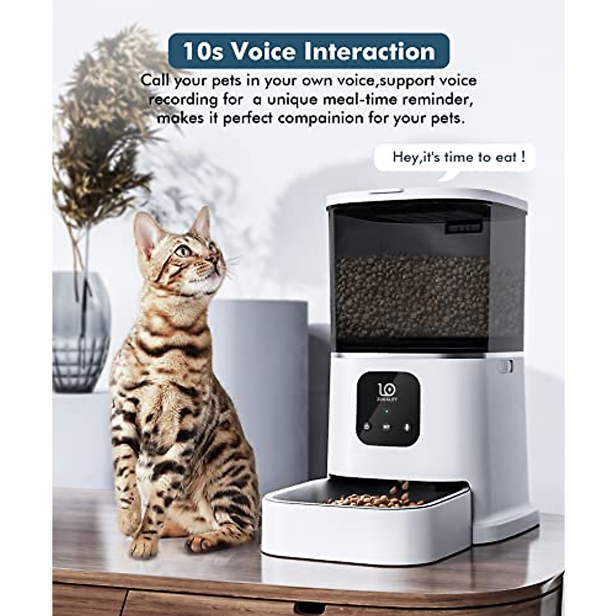 ZOKALEY Automatic Cat Feeders,2.4G WiFi Enabled Programmable Pet Feeder for Dog and Cat,Timed Pet Food Dispenser with Portion Control,APP Remote Control &10s Voice Recorder,B-White