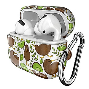 Hard Case Compatible with AirPods Pro 2 | AirPods Pro | AirPods 3 gen 2 1 Design Tropical Exotic Hook Cover Portable Protective Cute with Keychain Earpods Shockproof Kiwi Bird Plastic Fruits