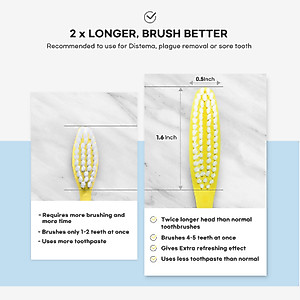 Dr.Golden Turtle Long Head Toothbrush 16-Pack Designed by Dentist | Easy Plaque Remover | Huge Toothbrush for Adults | Tooth Brushes Set | Toothbrush Medium Hard | Smokers Toothbrush for Clean Teeth