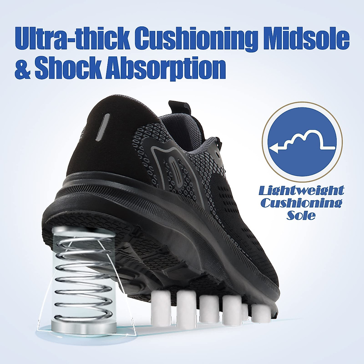 JACKSHIBO Wide Toe Box Shoes for Men Women Wide Sneakers Road Running Shoes Lightweight Breathable Neutral Cushioned Walking Shoes Athletic Tennis Wide Shoes Black