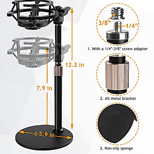 Seiren Mini Desktop Microphone Stand with Shock Mount, Foam Windscreen, Adjustable Mic Stand with Pop Filter Shockmount Reduces Vibration Noise for Razer Seiren Mini USB Streaming Microphone Frgyee
