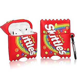 JoySolar for Airpod 1&2 Case, Cute Cartoon 3D Soft Silicone Air Pods Funny Cover, Kawaii Fun Cool Keychain Design Shell, Food Fashion Stylish Girls Kids Teens Women Cases for Airpods (Rainbow Candy)