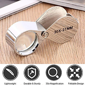 KINGMAS Pocket Jewelry Loupe 30x 21mm Jewelers Eye Magnifying Glass Magnifier