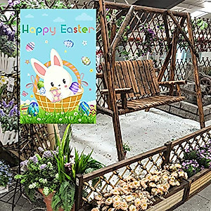 WEBSUN Happy Easter Day Garden Flag Double Sided 12 x 18 Inch, Polyester Easter Garden Flag for Outdoor Yard & Home Decorations