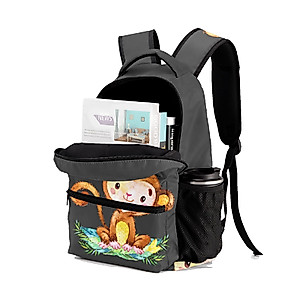 Deven Cute Leaf Monkey Black Personalized Kids Backpack for Boy/Girl Teen Primary School Daypack Travel Bag Bookbag