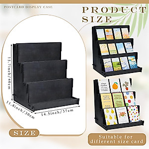 Wooden Card Display Stand Stationary Organizer Sticker Display Stand for Vendor Crafts Greeting Card Organizer Rack Retail Display Stand Holder for Counter (Dark,11.81 x 14.57 x 15.75 Inch (3 Tier))