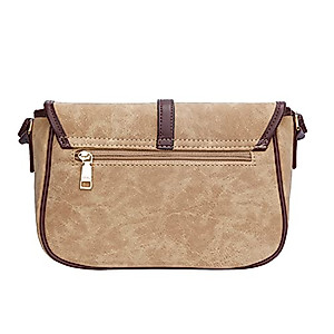 KKXIU Vintage Crossbody Bag for Women and Teen Girls Vegan Leather Shoulder Purse (Khaki)