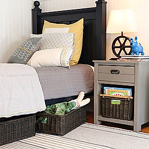 The Basket Lady Under The Bed/Basic Wicker Storage Basket, Extra Large, 25 in L x 19.5 in W x 8 in H, Antique Walnut Brown