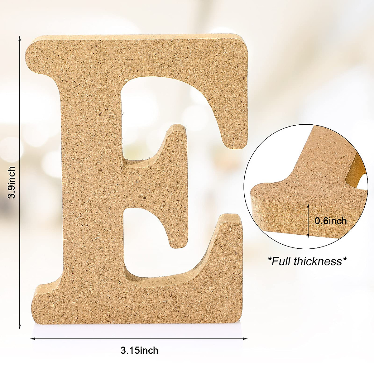 4 Inch DIY Wooden Letters for Crafts Easter Alphabet Letters for Table Decoration Paintable Decorative Letters Standing Letters Slices Sign Board Decoration for Craft Home Party Projects (E Style)