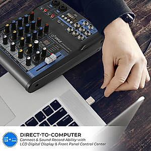 Pyle Professional Audio Mixer Sound Board Console System Interface 4 Channel Digital USB Bluetooth MP3 Computer Input 48V Phantom Power Stereo DJ Studio Streaming FX 16-Bit DSP Processor - PMXU43BT.5