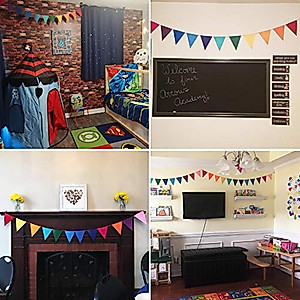 Rainbow Felt Fabric Bunting, 24 Pcs/ 16.4 Feet(2 Pack) Decoration Banners for Birthday Party, Baby Shower, Window Decorations and Children's Play Room Decorations