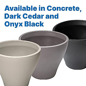 Step2 Fernway Round Planter, Large Planters for Outdoor Plants, Gardening and Flower Pot for Patio or Porch, Efficient Drainage, Durable Plastic, Dark Cedar, 2-Pack