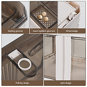 Fiazony 4 Pack 5 Door Stackable Storage Bins Open Front Door, Plastic Folding Storage Box with Wheels and Lids