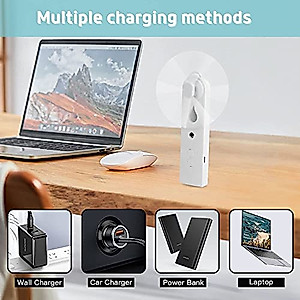 Crethinkaty Mini Handheld Fan USB Misting Fan Rechargeable Portable Pocket Desk Fans Mini Water Spray Hydrating Fan for Office,Home,School,Camping,Outdoor,Travel (2 Speeds)