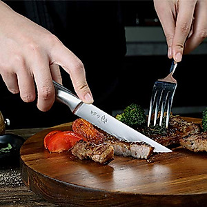 SIXILANG Steak Knives, Steak Knife Set of 4, German Stainless Steel Steak Knife Serrated, Home Gifts for Men and Women