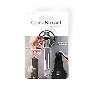 KeySmart CorkSmart - 2-in-1 Keychain Wine Opener and Bottle Opener, the Ultimate Dual Bottle Opener and Wine Bottle Opener Corkscrew Keychain Accessory