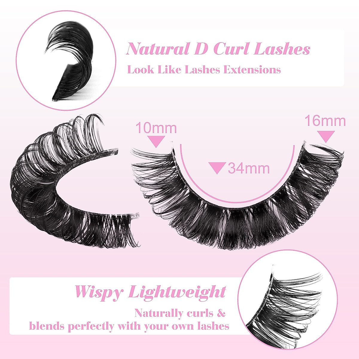 Newcally Lashes Nautral Look False Eyelashes Russian Strip Lashes Mink Wispy Fluffy Lashes Pack D Curl Thick Full Volume Cat Eye Lashes Look Like Extensions 10 Pairs