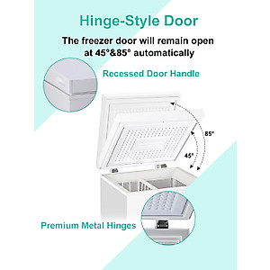 KRIB BLING Chest Freezer Adjustable Thermostat Compact Freezers with Removable Storage Basket for House Kitchen Basement 3.5 cu.ft White