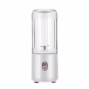 CAOY USB Electric Safety Juicer Cup, Fruit Juice Mixer Mini Portable Rechargeable Juicing Mixing, Crush Ice Smoothie Travel Blend-er Mixer Machine with 410ml Water Bottle for Shakes (White)