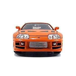 Jada Toys Fast & Furious Brian & Toyota Supra, 1:24 Scale Build n' Collect Die-Cast Model Kit with 2.75" Die-Cast Figure , Orange